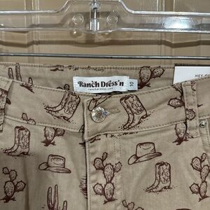 Ranch Dressn | Pants & Jumpsuits | Stylish Beige Cactus Flare Pants ...